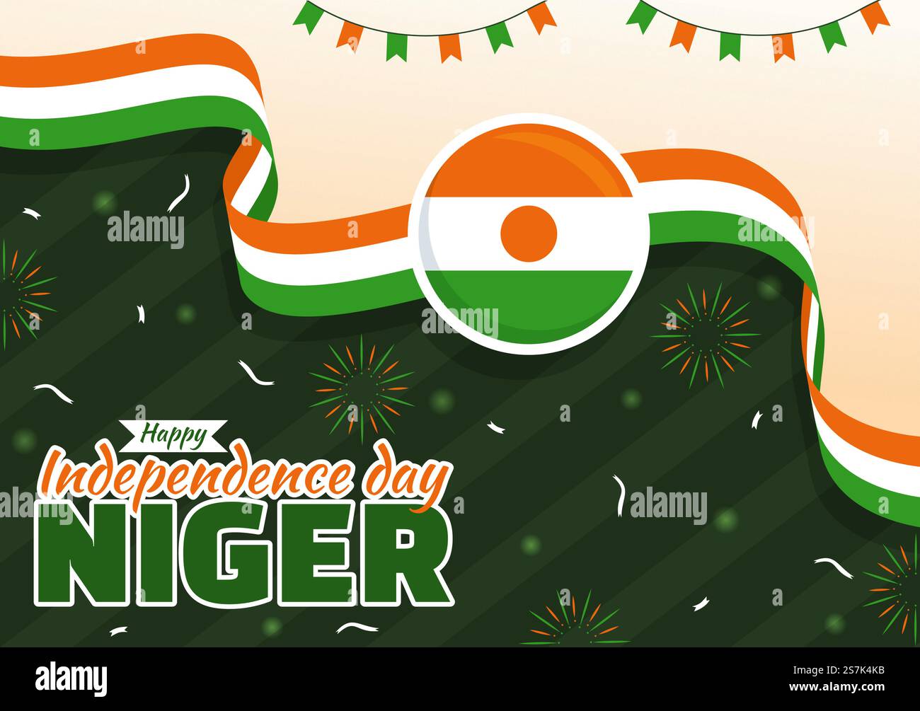 Happy Niger Republic Day Vector Illustration with Waving Flag and ...