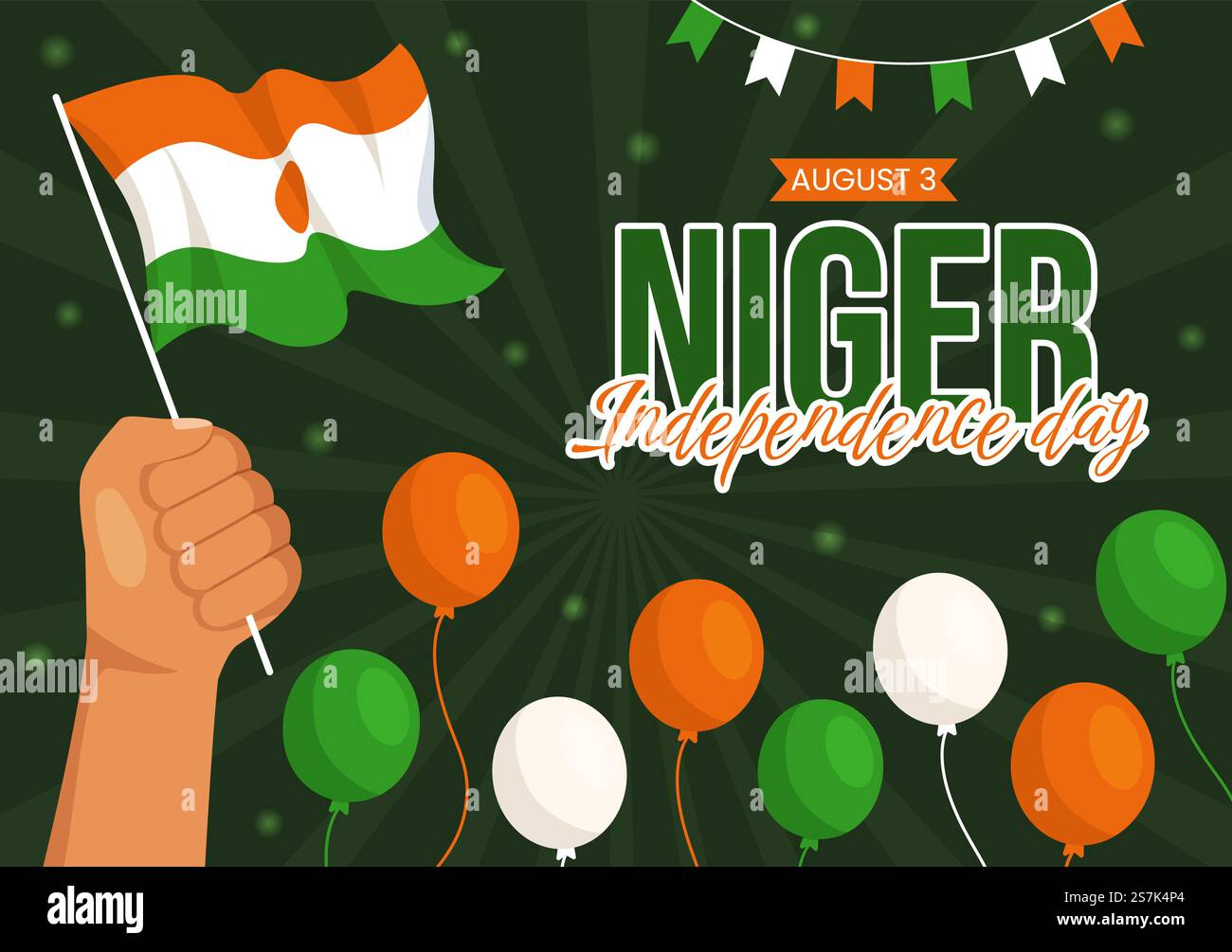 Happy Niger Republic Day Vector Illustration with Waving Flag and ...