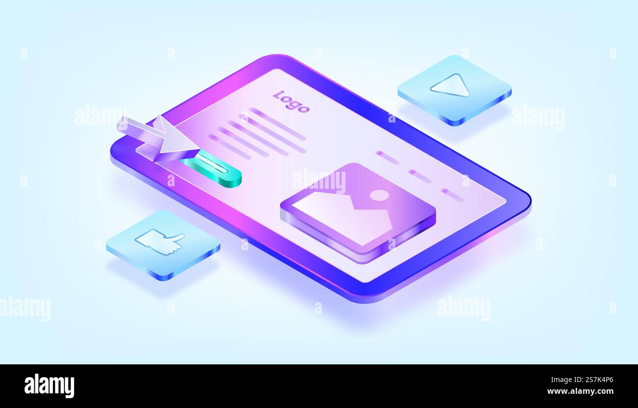 Landing page concept 3d gradient isometric illustrations suitable for ui hi-res stock ...