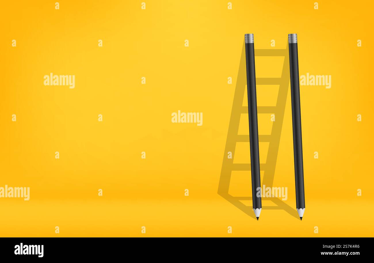 Pencils with shadow of ladder background, Stair of challenge to achieve ...