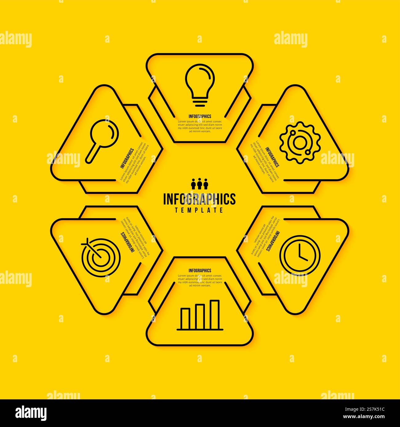 Hexagon infographic template design with multiple options, Business ...