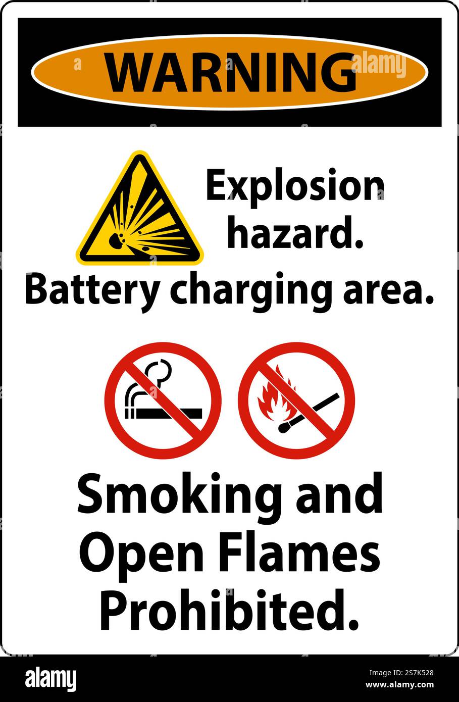 Warning Sign Explosion Hazard, Battery Charging Area, Smoking And Open ...