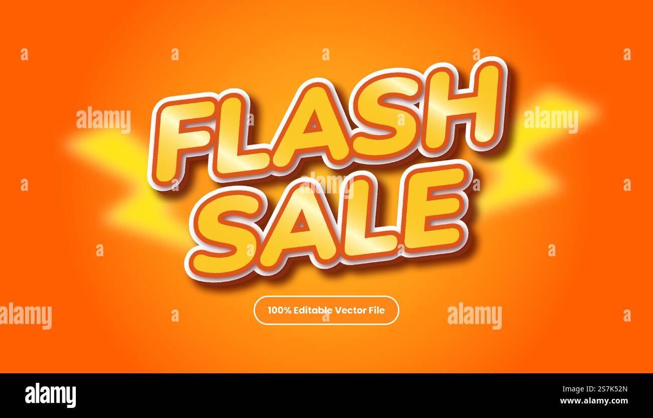 Orange promotion title text style font effect vector. Editable flash ...
