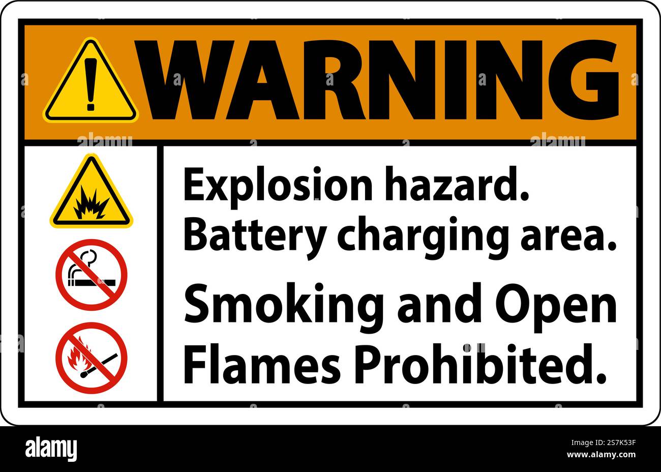 Warning Sign Explosion Hazard, Battery Charging Area, Smoking And Open ...