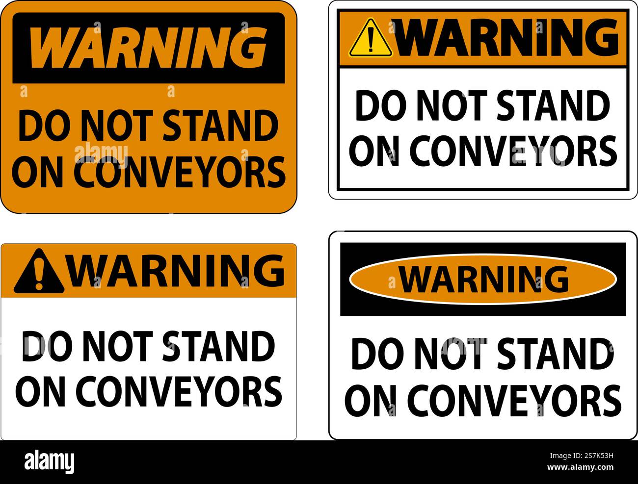 Warning Sign Do Not Climb Sit Walk Or Ride on Conveyor Stock Vector ...