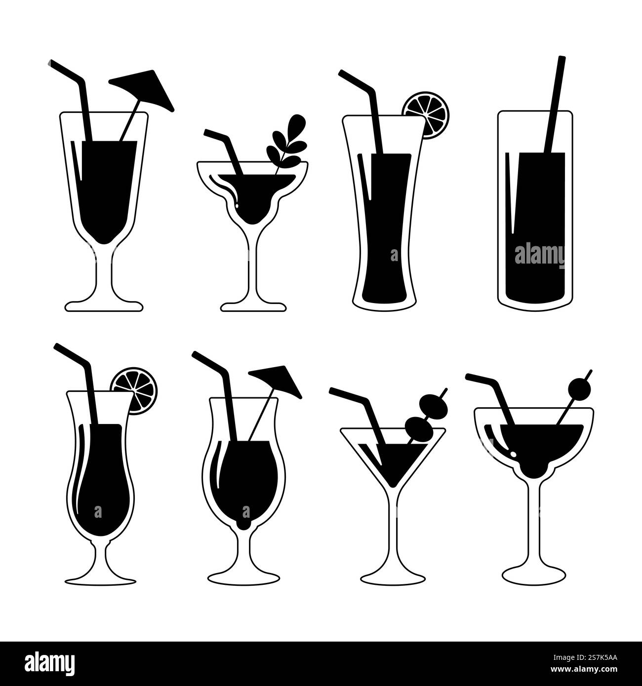 Colorful cocktail glass orange Black and White Stock Photos & Images ...