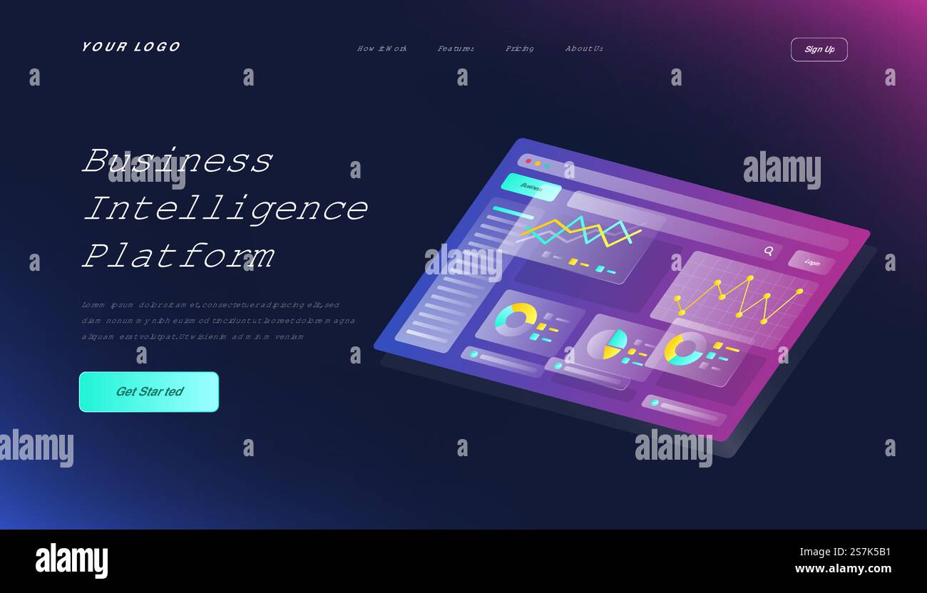 Business Intelligence Platform Landing Page Template with Gradient ...