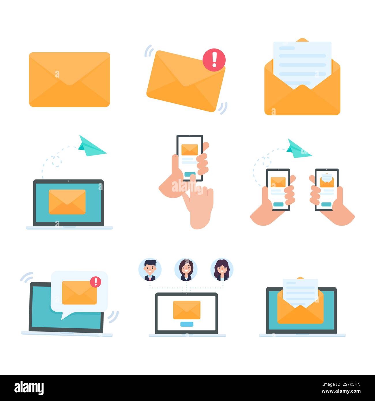 vector letter on computer monitor The concept of e-mail communication ...