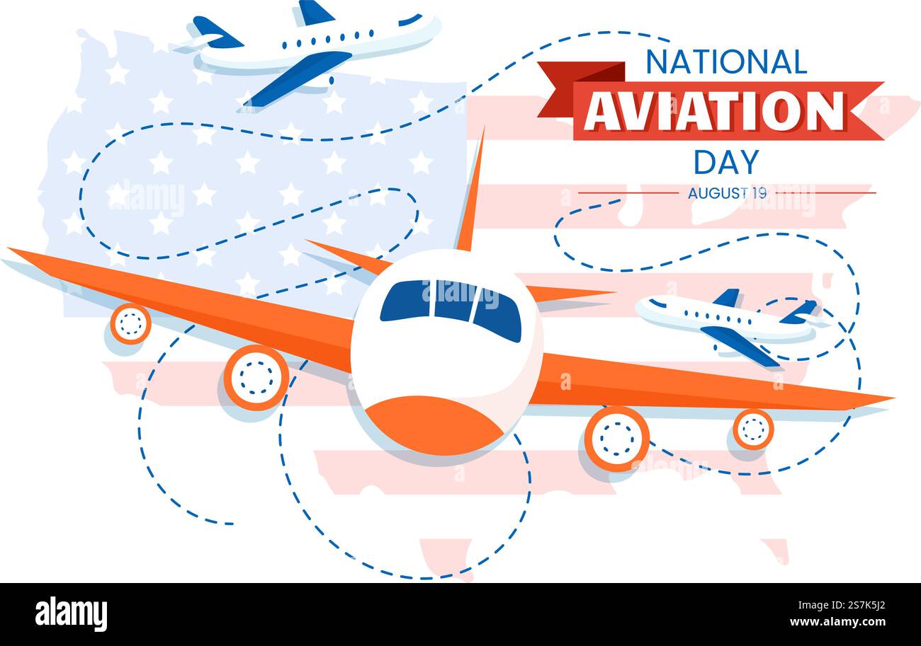 National Aviation Day Vector Illustration of Plane with Sky Blue ...