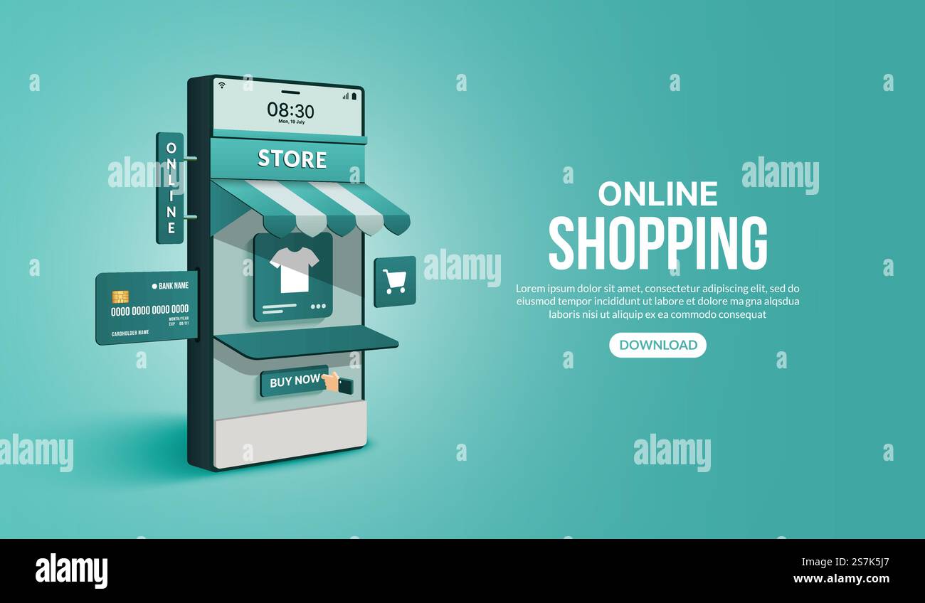 Online shopping on website and mobile application by smart phone ...