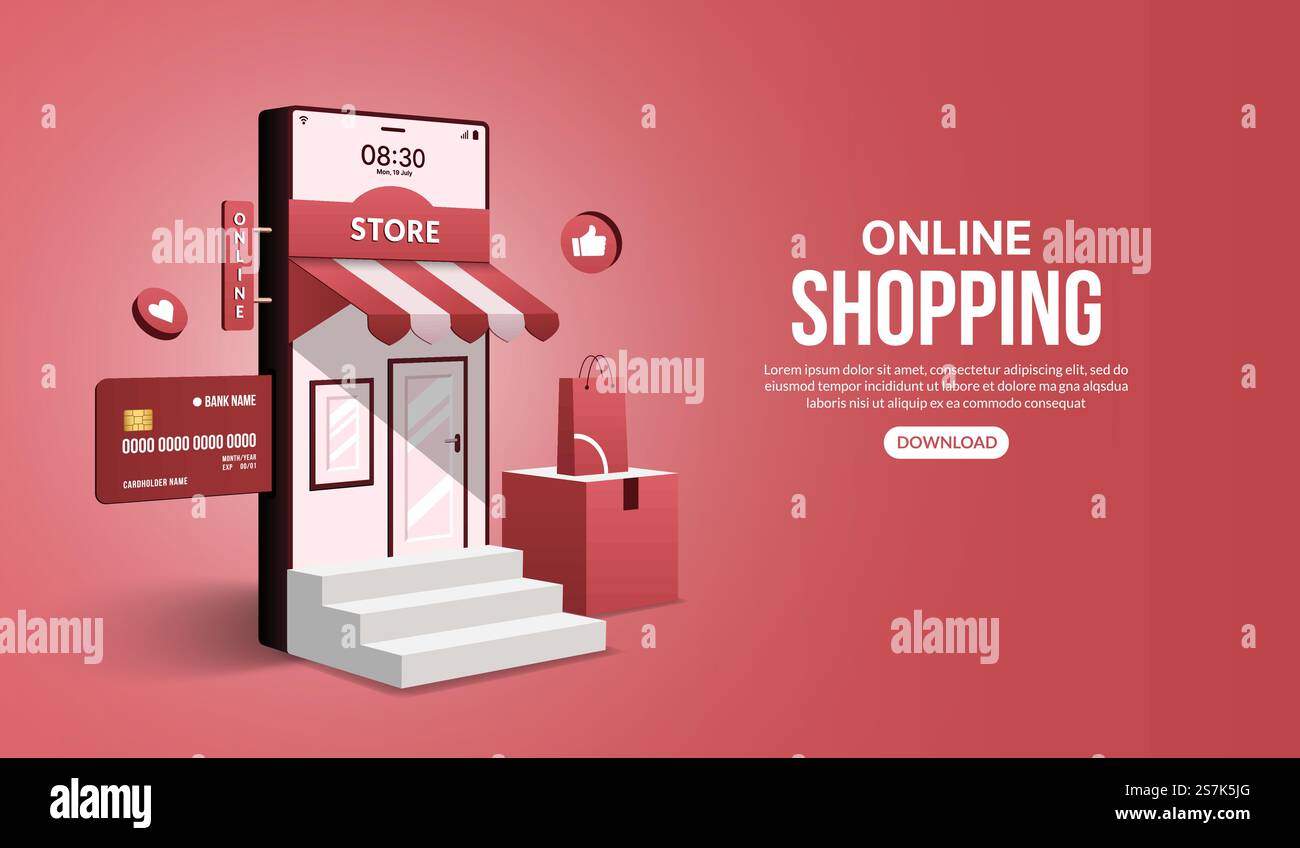 Online shopping on website and mobile application by smart phone ...