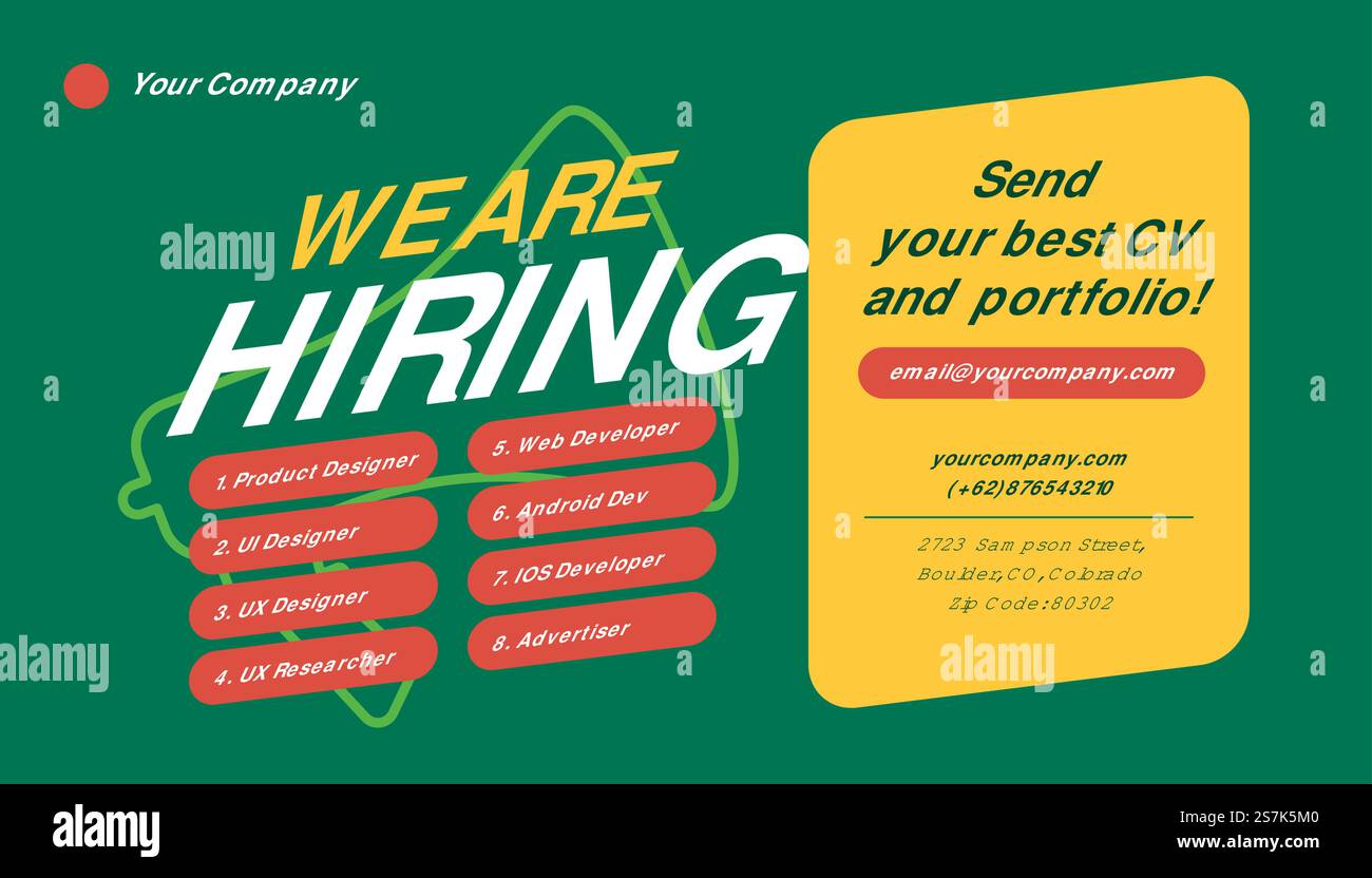 Hiring job social media banner template. Open recruitment announcement ...