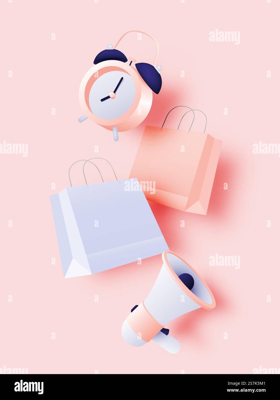 Alarm clock for sale banner or promotion in pastel color scheme ...