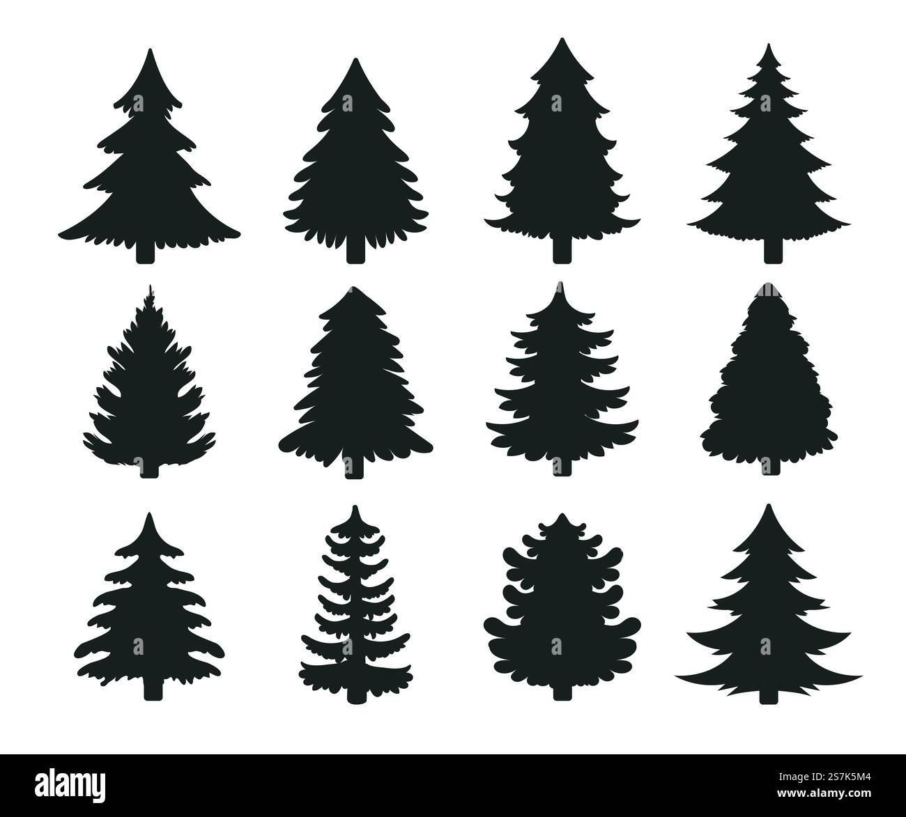 Christmas Tree Silhouette Vector For decorating with gifts and stars on ...