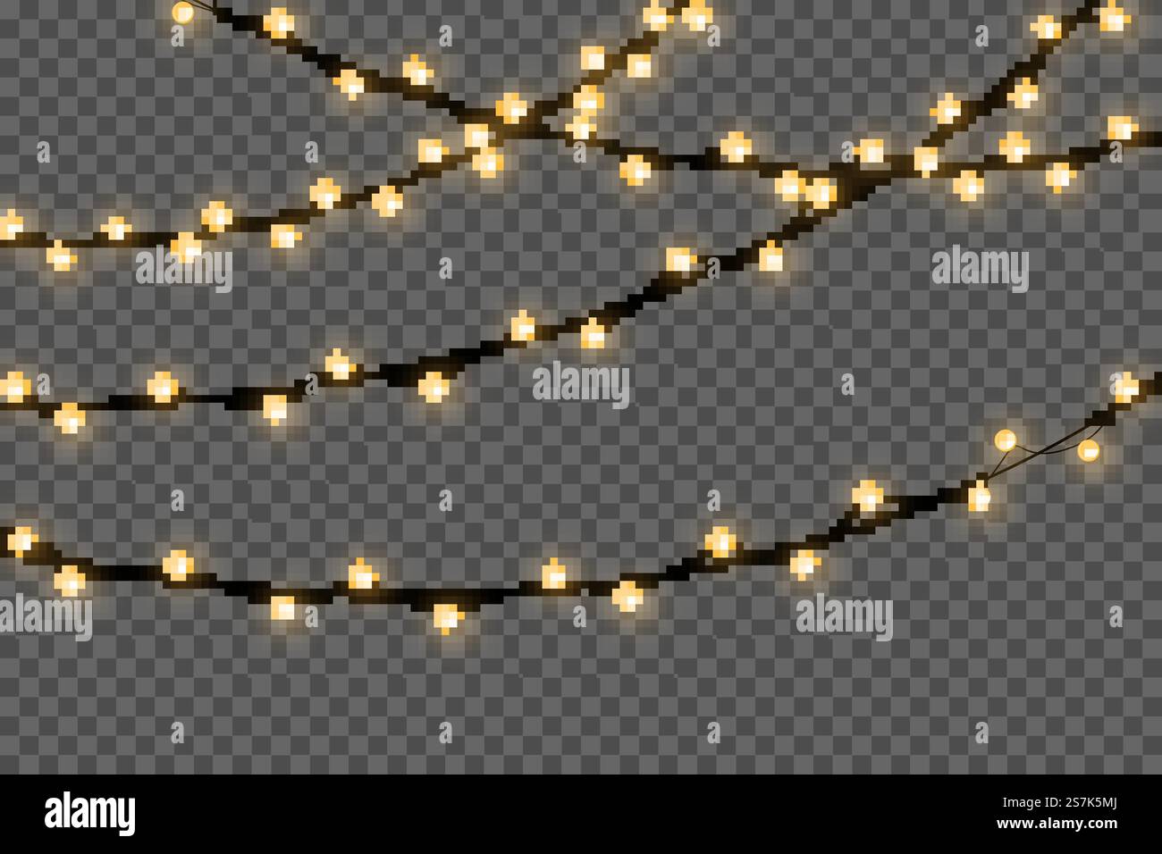 Yellow christmas lights isolated realistic design elements.Christmas ...