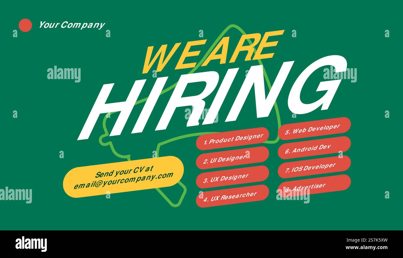 Hiring recruitment open vacancy design info label template. We are hiring join our team ...