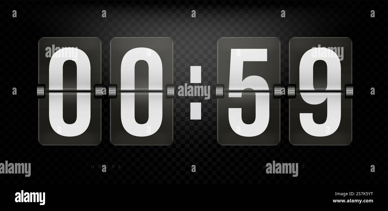 Split-flap flip counter, retro scoreboard with numerals. Retro clock, number counter, time ...