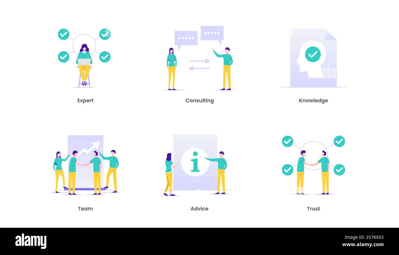 Expertise vector illustration concept web icons. expert, consulting ...