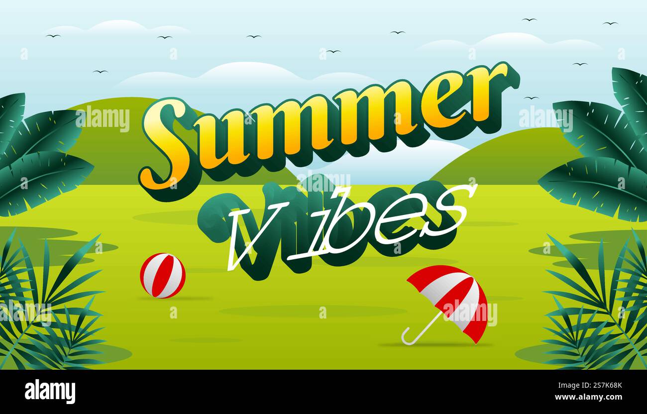 Summer vibe concept web banner. Hill Background Illustration Stock ...