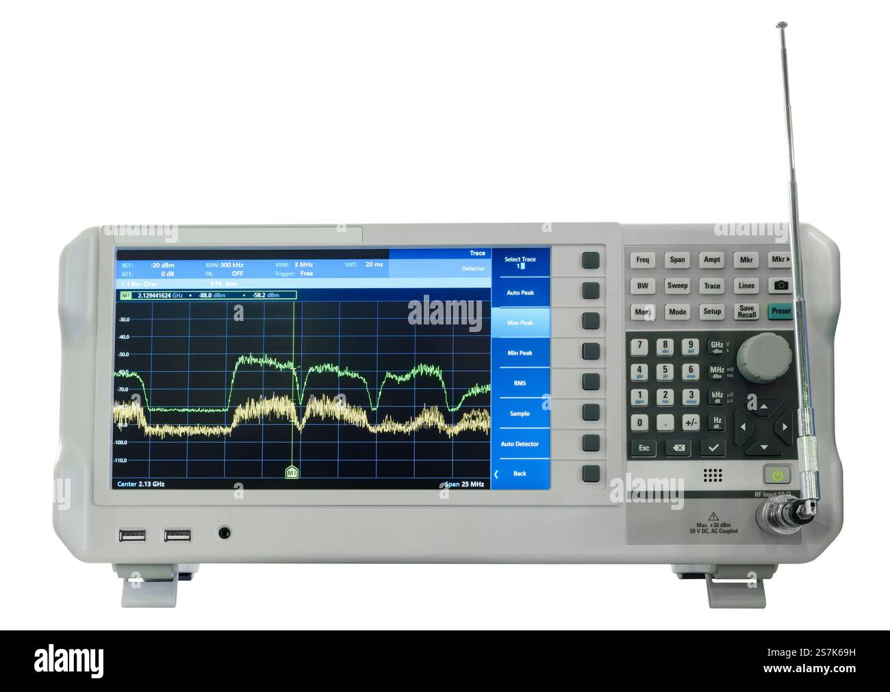 Measuring oscilloscope with screen and remote control. The device is a ...