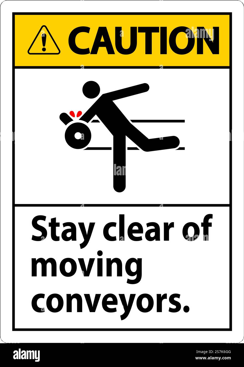 Caution Sign Moving Conveyors Stay Clear Stock Vector Image & Art - Alamy