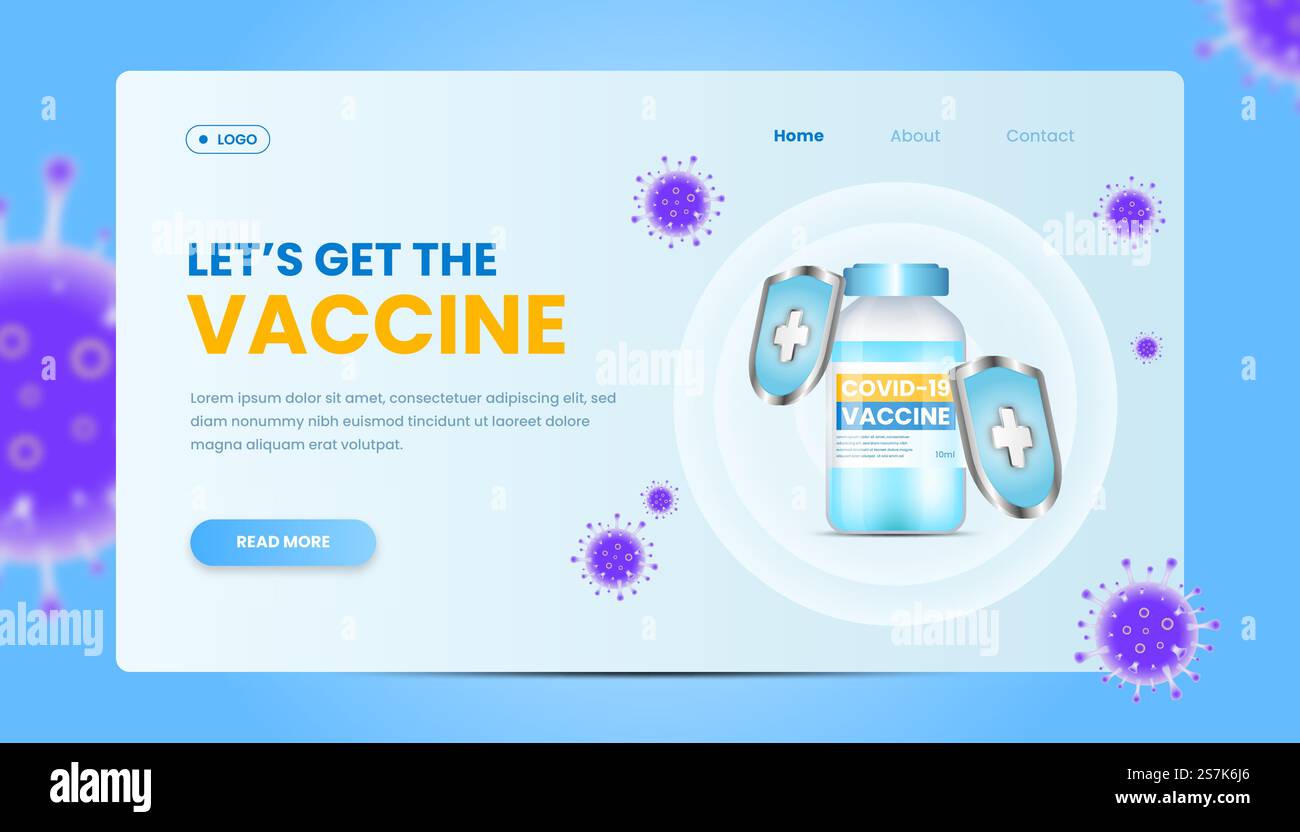 Vaccine landing page design with 3d illustration Stock Vector Image ...