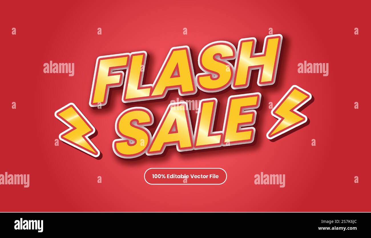 Red promotion title text style font effect vector. Editable flash sale ...