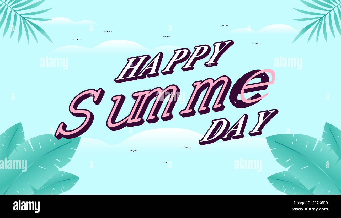 Happy summer day concept web banner. Sky Background Illustration Stock ...