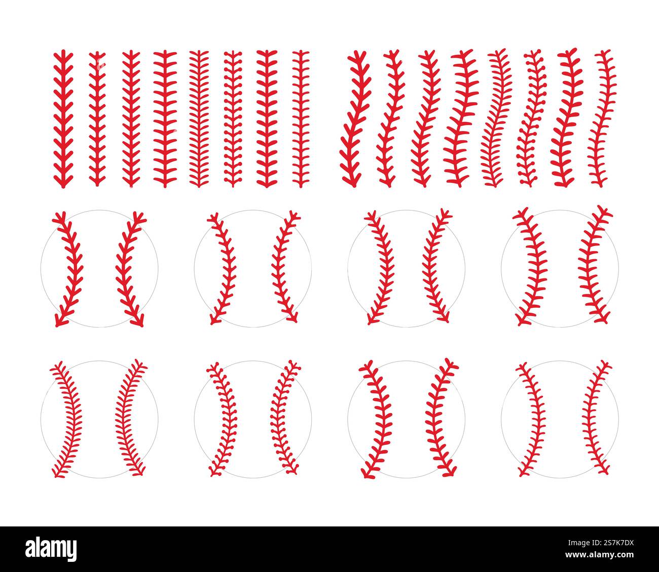 The red stitch or stitching of the baseball Isolated on white ...