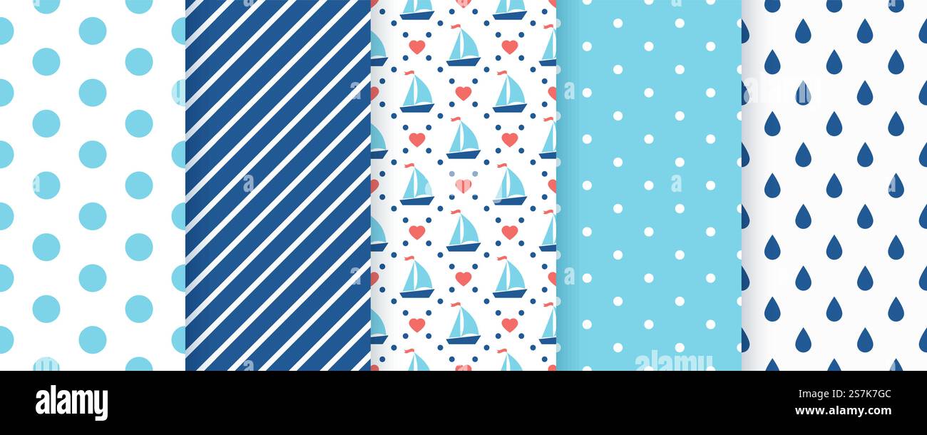 Marine seamless pattern. Nautical, sea backgrounds Set texture ...