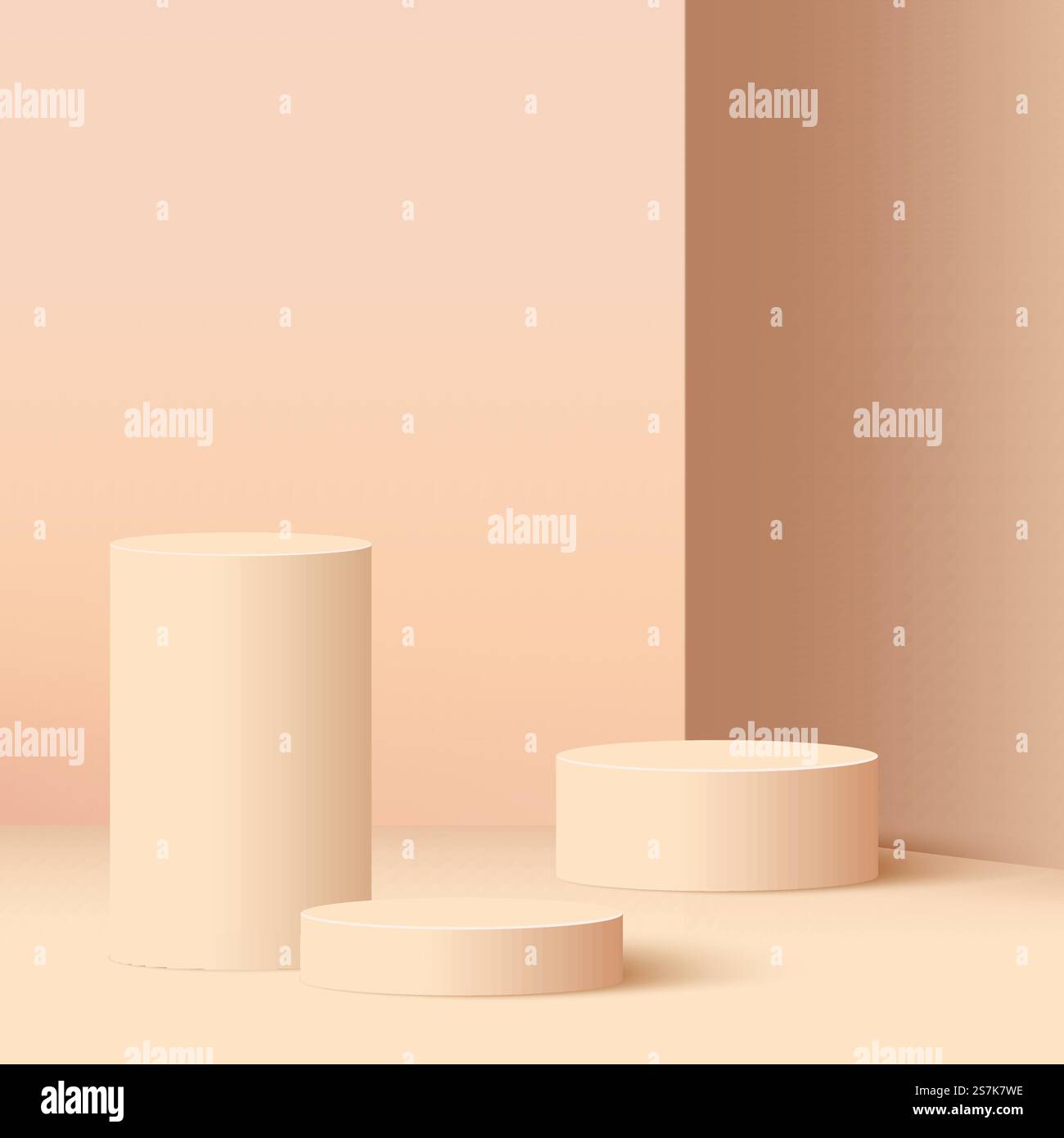 Abstract minimal scene with cylinder podiums. Vector illustration ...