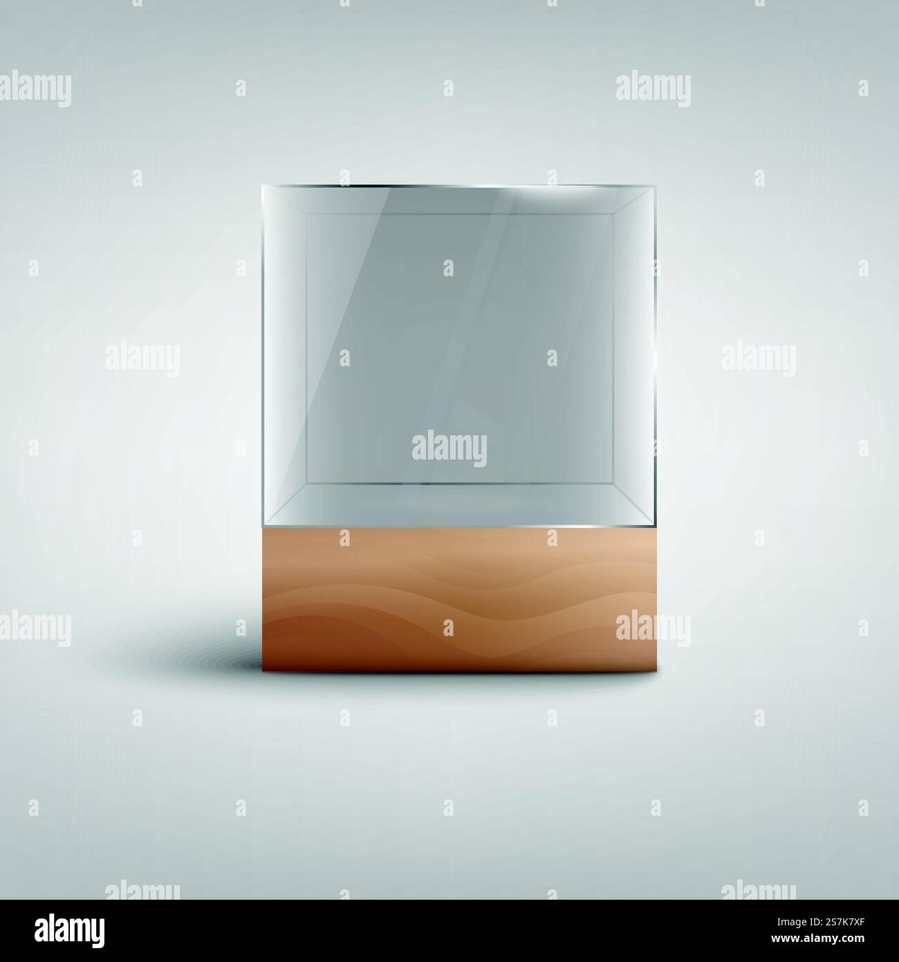 Empty glass showcase box - realistic mockup of object display stand ...