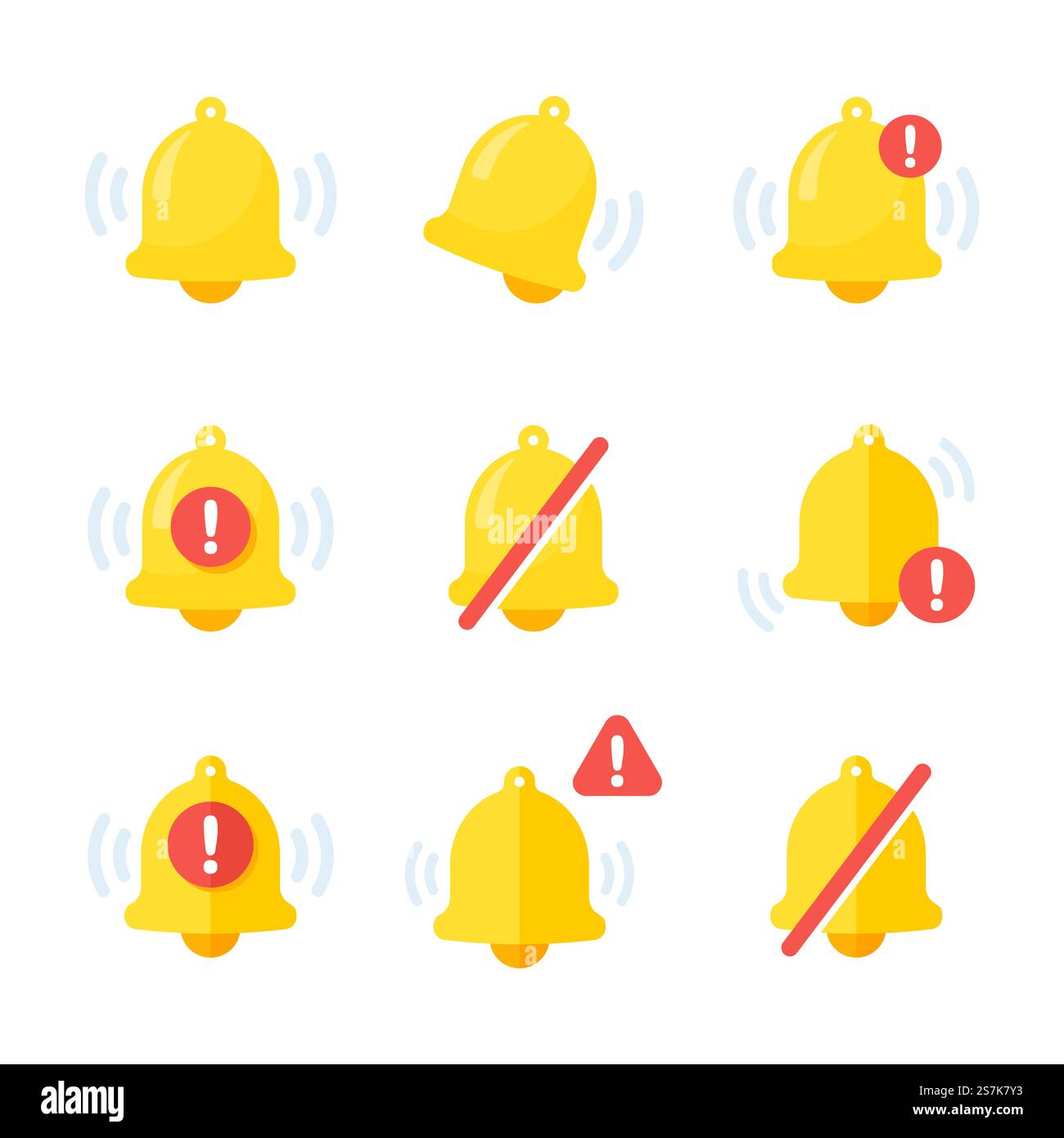 notification. Vector The golden bell vibrating loudly alerted the event ...