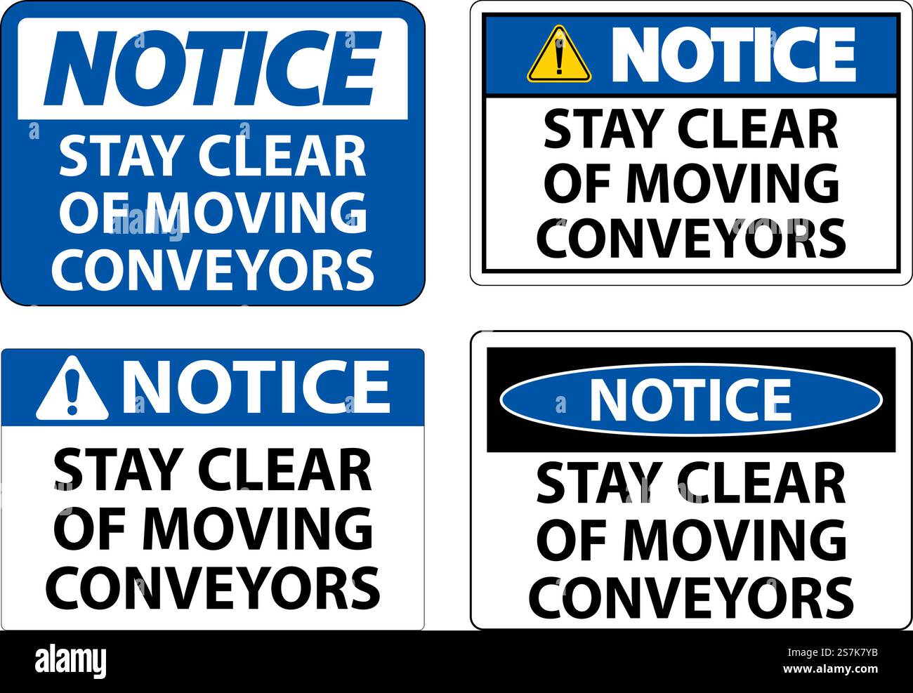 Notice Sign Moving Conveyors Stay Clear Stock Vector Image & Art - Alamy