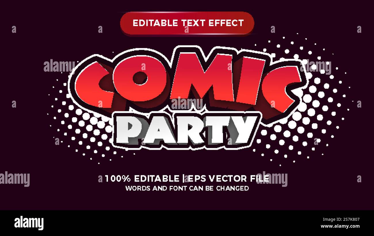 comic party editable text effect premium vector Stock Vector Image ...