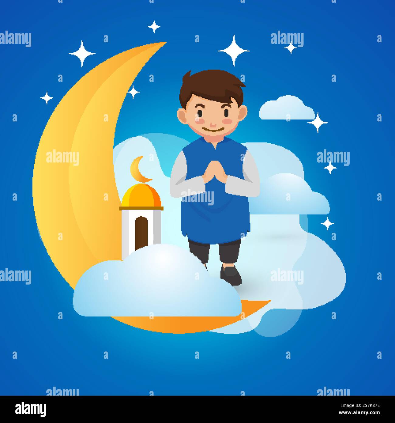 cute muslim boy greeting salam welcome ramadan Stock Vector Image & Art ...