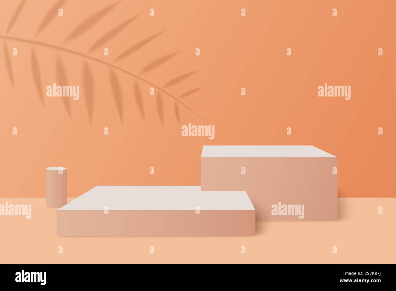 Minimal scene with geometrical forms. Cylinder podiums in cream ...