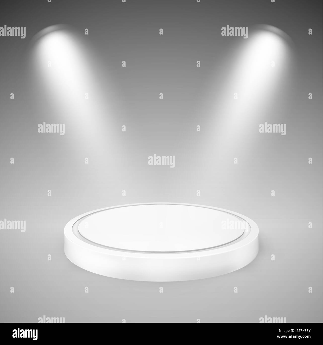Round podium illuminated by spotlights. Graphic concept for your design ...