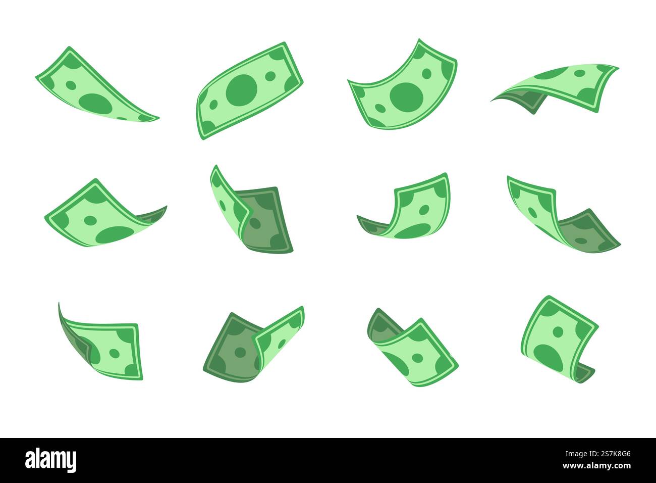 Jack Port money. dollar bills falling from above Isolated objects on a ...