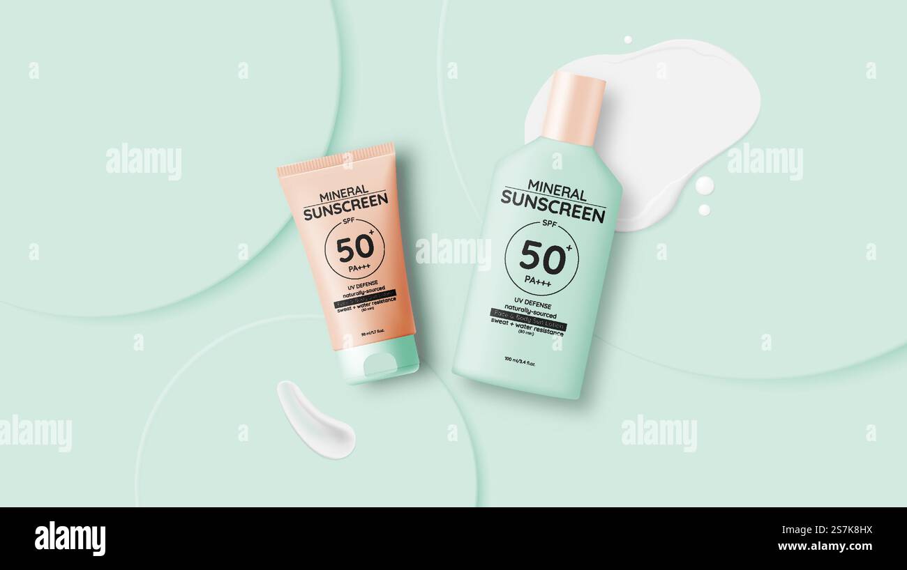 Protection cosmetic products design,sunscreen and sunbath cosmetic ...