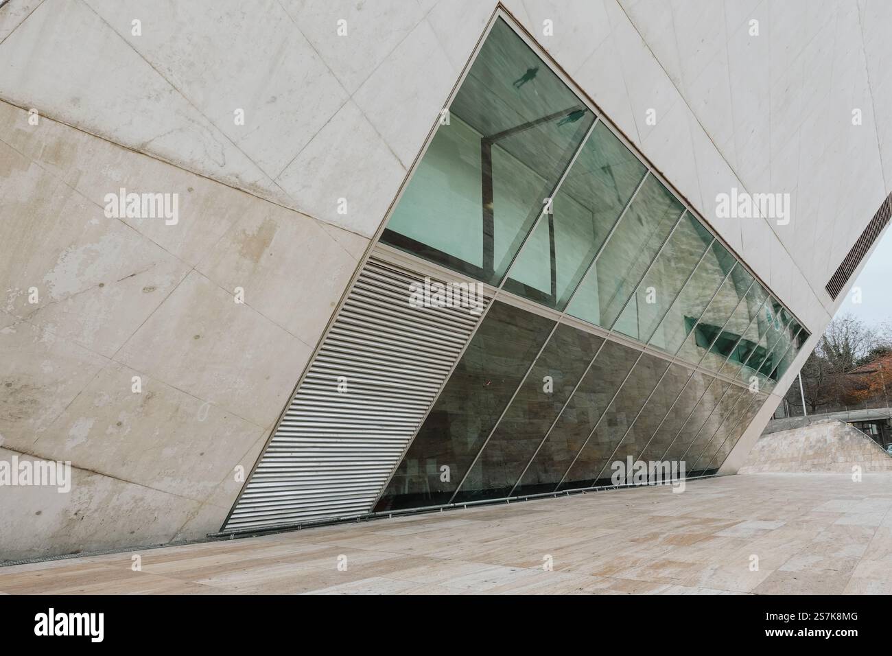 The exterior of Casa da Música, a modern concert hall located in Porto ...
