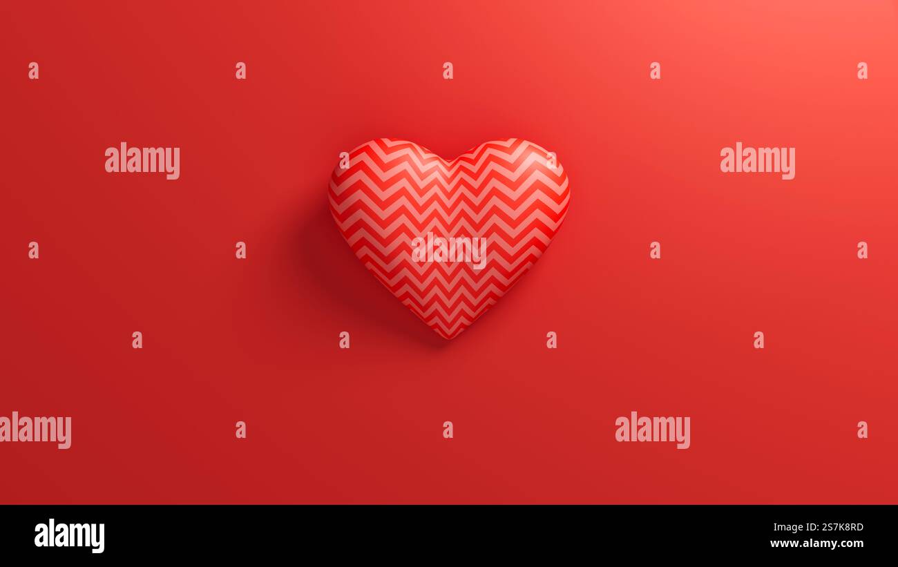 Red sawtooth heart with soft shadow on a red background. Valentine's ...