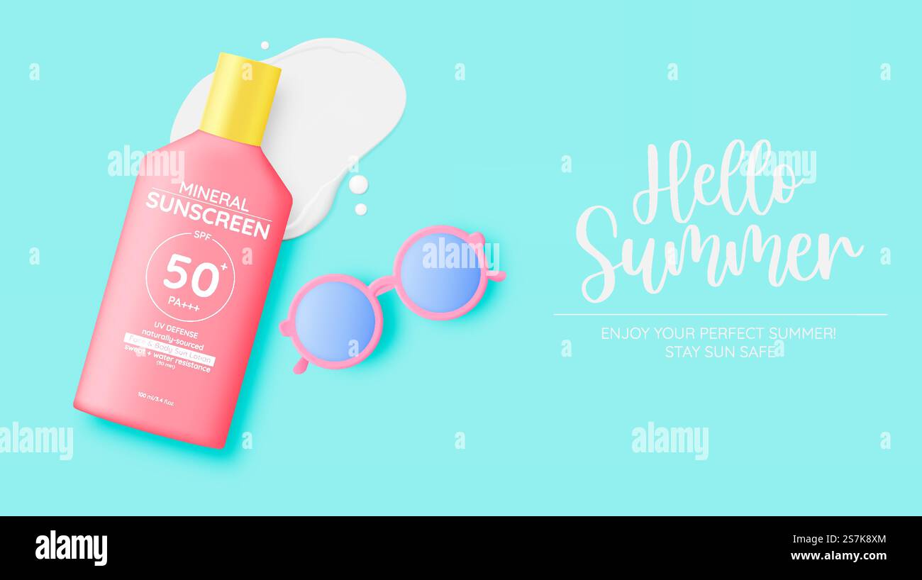 Protection cosmetic products design,sunscreen and sunbath cosmetic ...