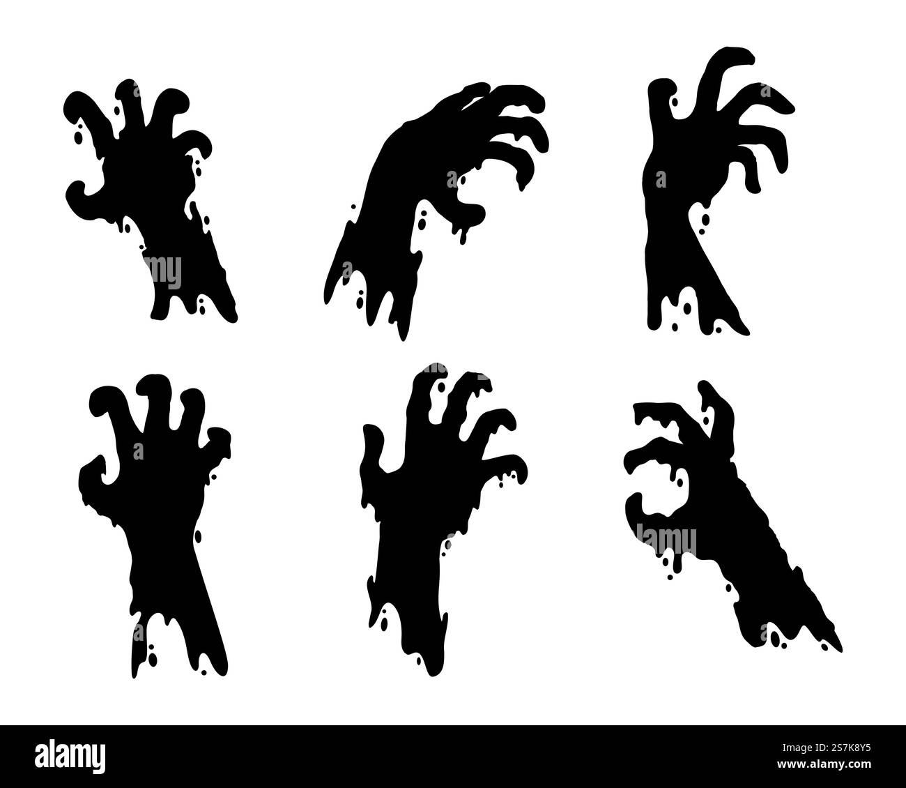 Zombie hand emerging from the grave. ghost hand silhouette on halloween ...