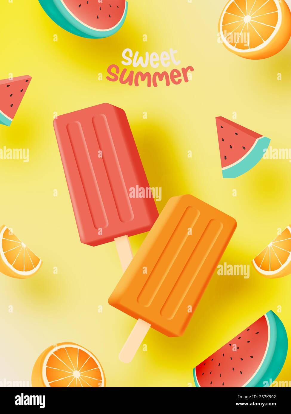 Popsicle and Ice cream for summer season very cute character design in ...