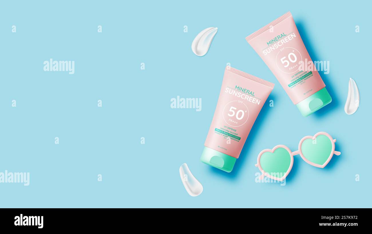 Protection cosmetic products design,sunscreen and sunbath cosmetic ...