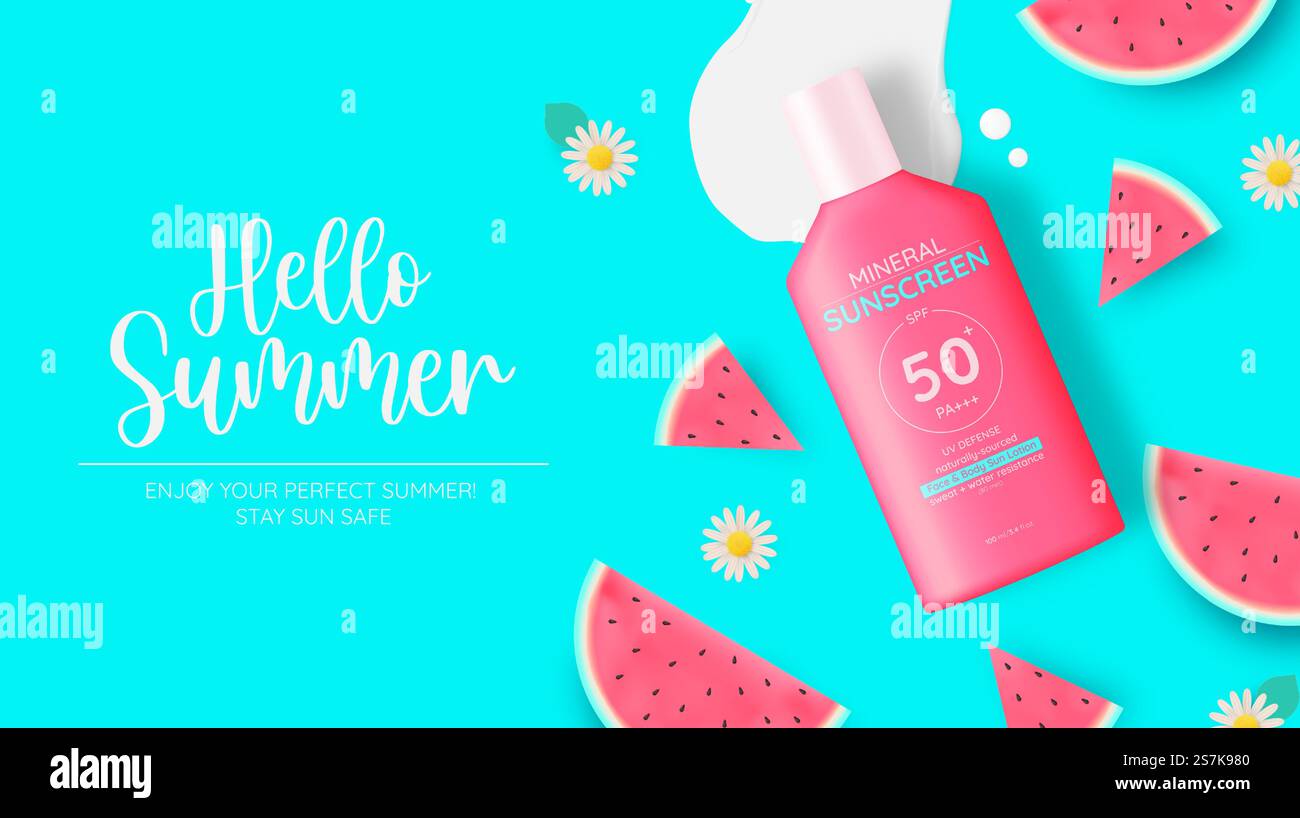 Protection cosmetic products design,sunscreen and sunbath cosmetic ...