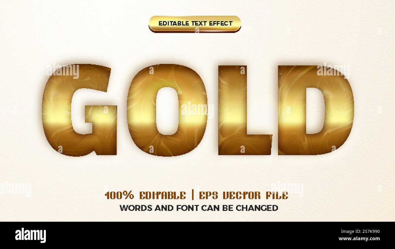 gold cutout text style effect editable Stock Vector Image & Art - Alamy
