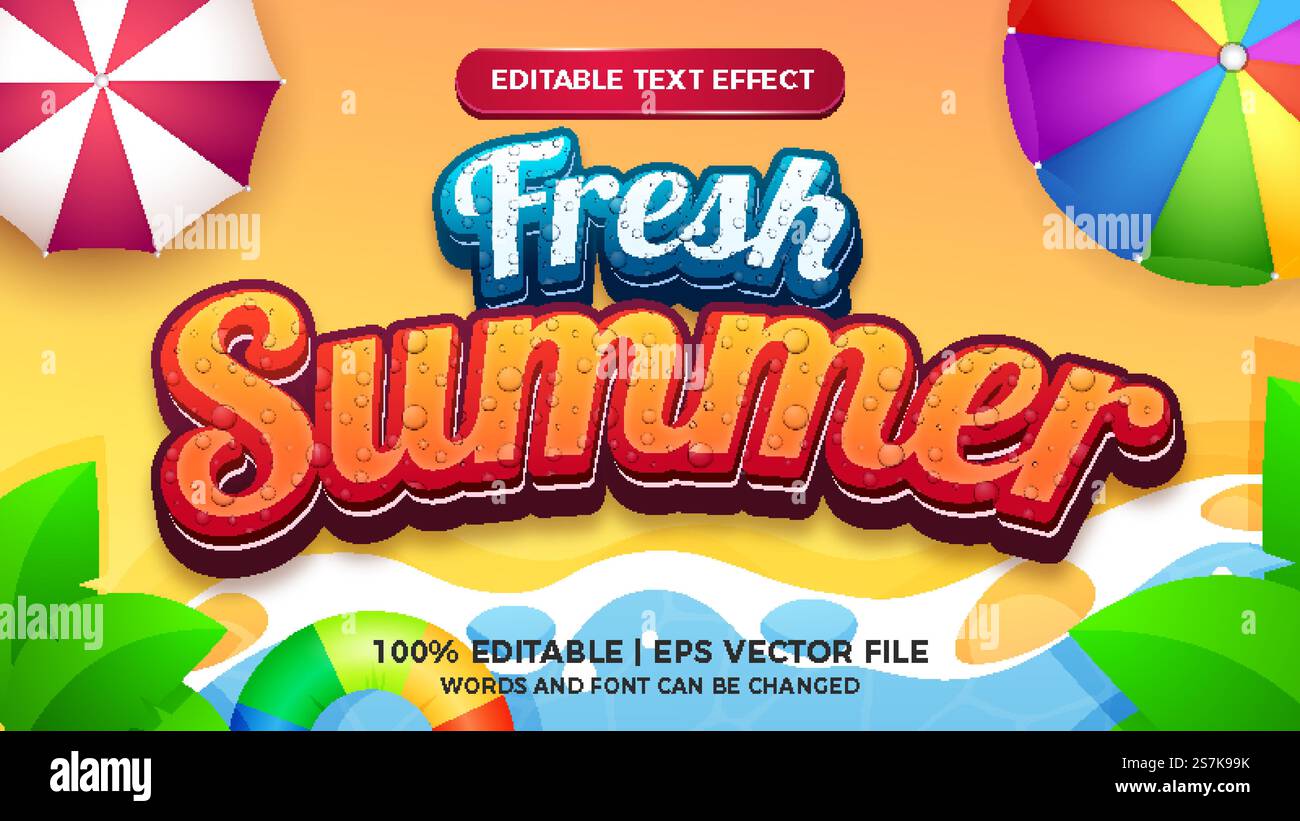 fresh summer editable text effect for cartoon comic game title style ...
