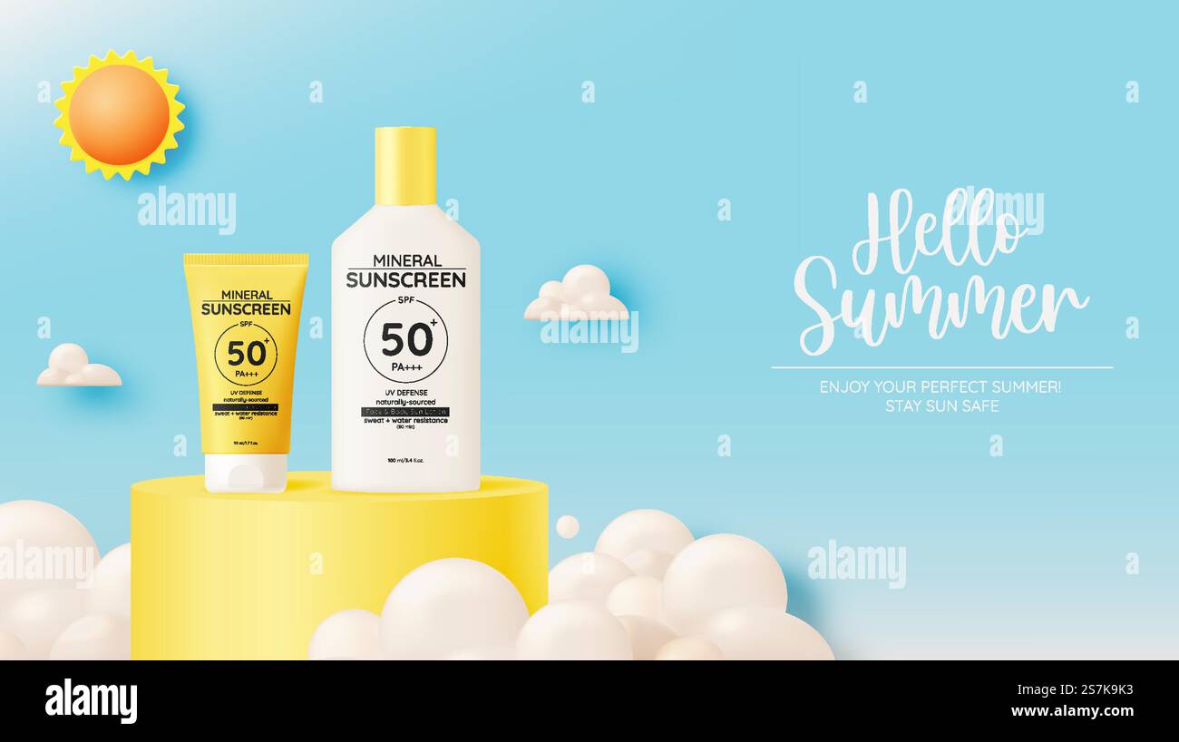 Protection cosmetic products design,sunscreen and sunbath cosmetic ...